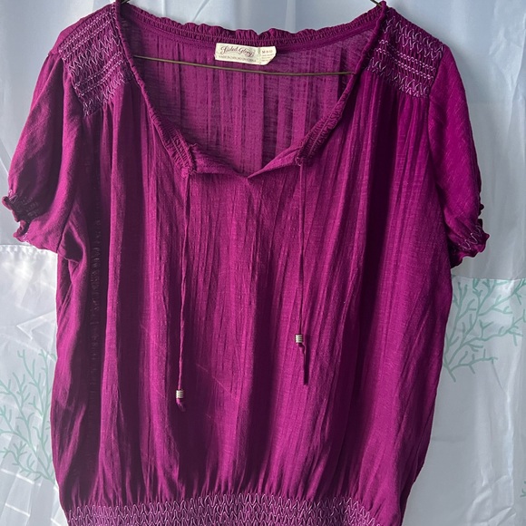 Faded Glory | Tops | Faded Glory Raspberry Purple Peasant Blouse | Poshmark